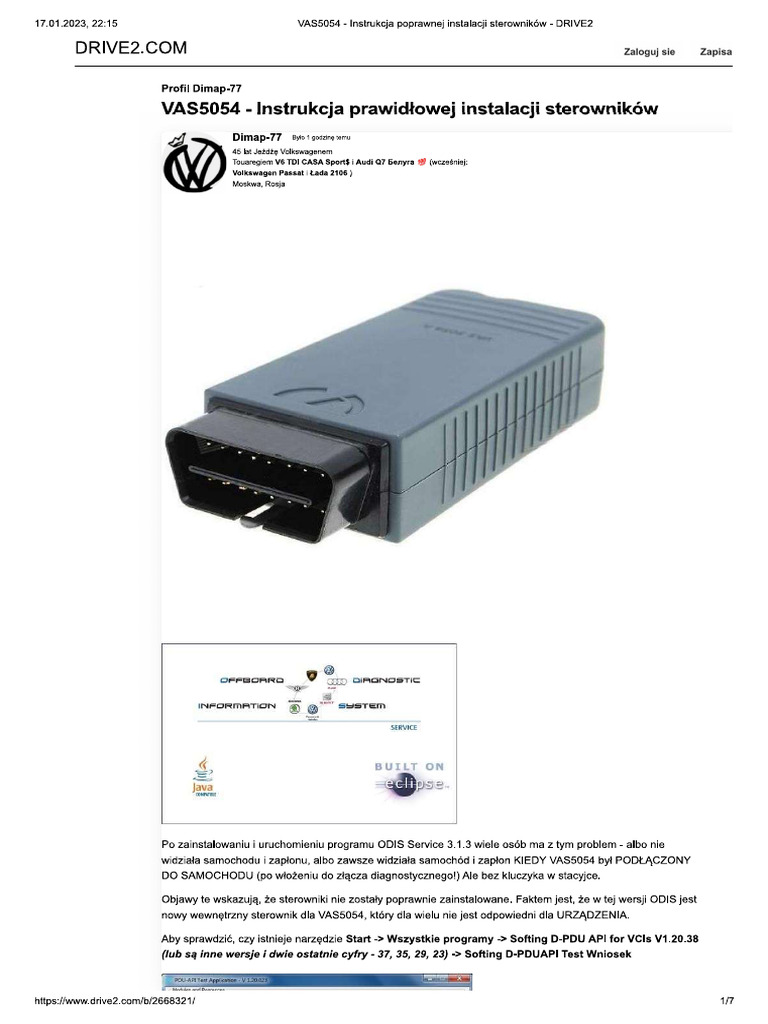 VAS5054 - Instrukcja Prawidłowej Instalacji Sterowników | PDF