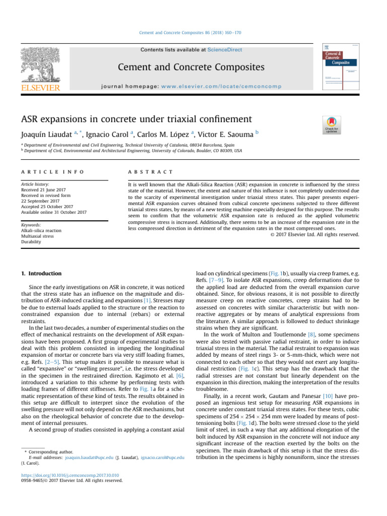 Liaudat Et Al 2018 - ASR Expansion in Concrete Under Triaxial ...