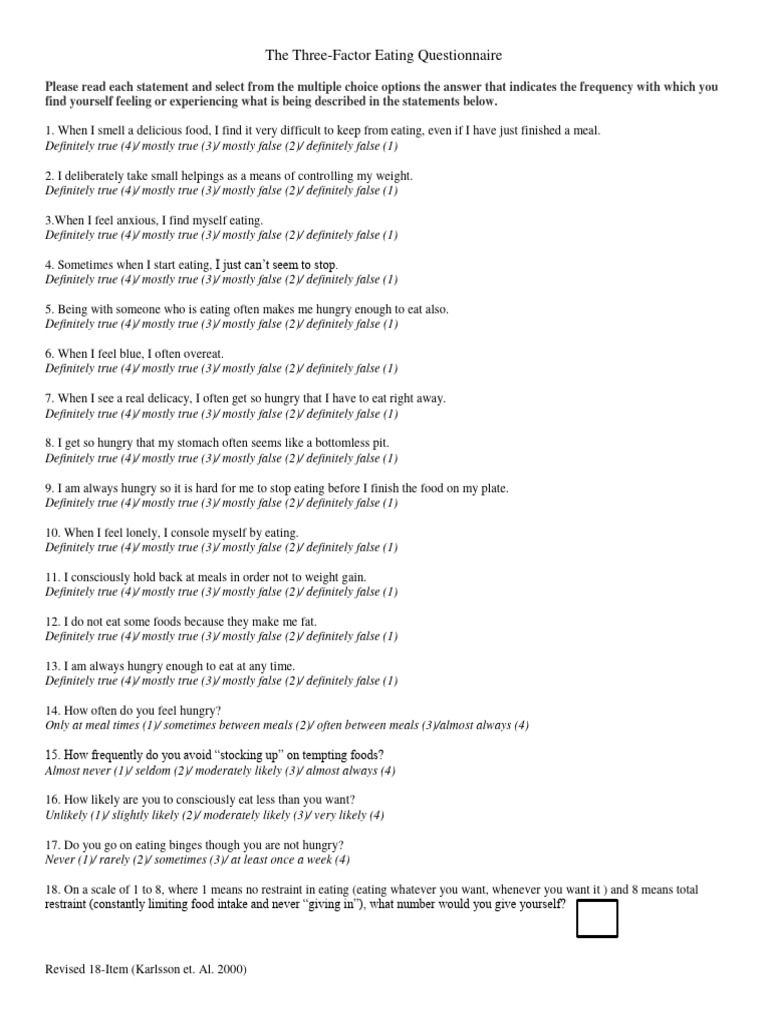 TFEQ r18 | PDF | Nutrition | Diet & Nutrition