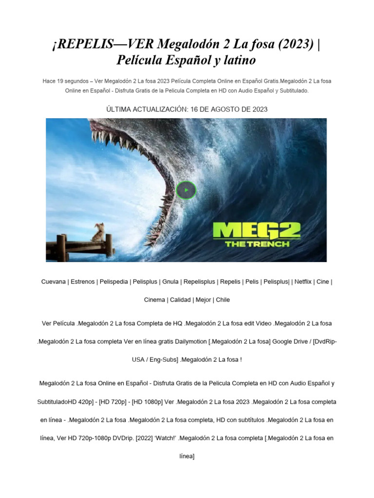 ¡REPELIS-VER Megalodón 2 La Fosa (2023) - Película Español y Latino ...