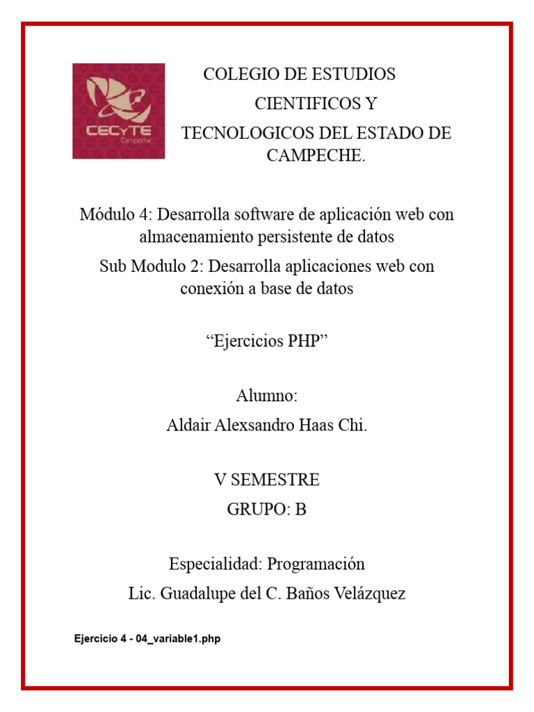 Ejercicios PHP: Variables y Condicionales | PDF | Php | Ingeniería de Sistemas
