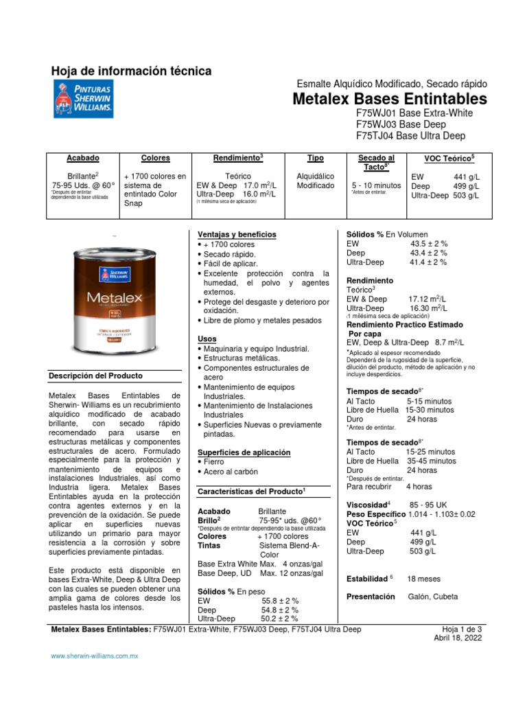 F75 METALEX Bases Entintables | PDF | Pintar | Agua