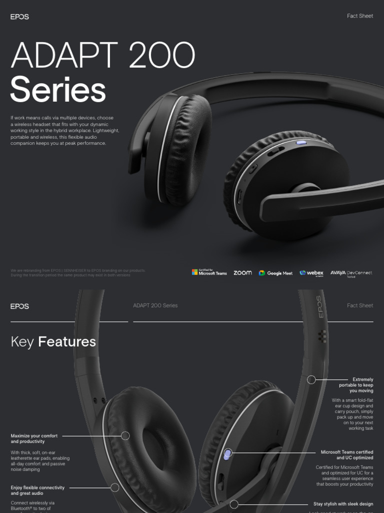 EPOS Adapt-200 Fact-sheet en Original | PDF | Usb | Computer Engineering