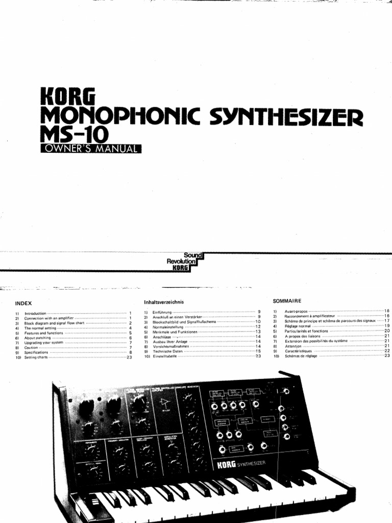 Mode D'emploi MS10 Korg | PDF
