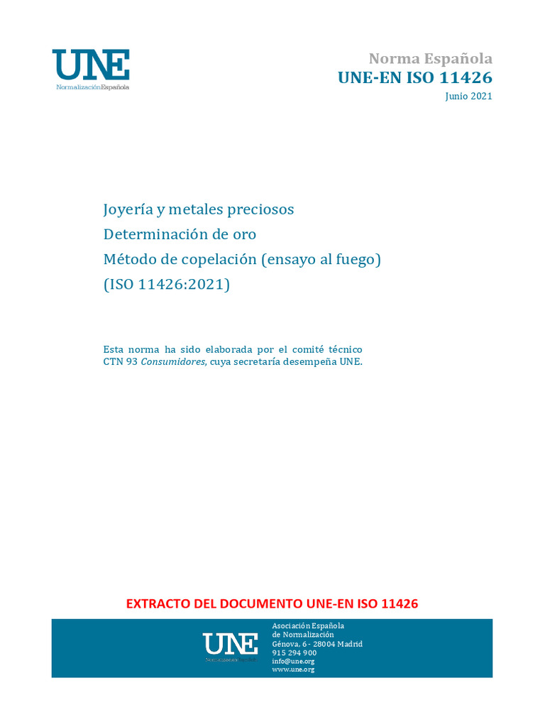 (Ex) Une-En Iso 11426 2021 | PDF | Platino | Paladio