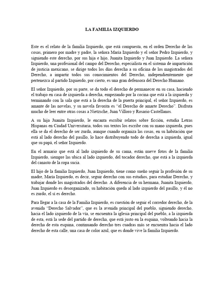 Dinámica LA FAMILIA IZQUIERDO | PDF