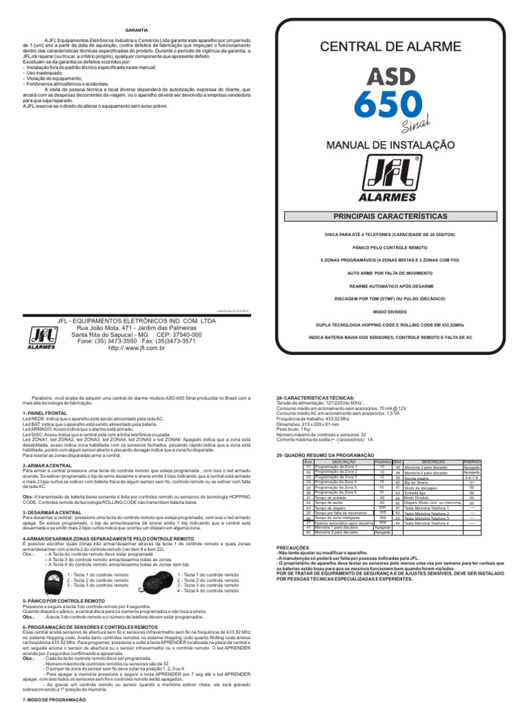 JFL Download Convencionais Manual Asd 650 Sinal | PDF | Controle remoto | Armazenamento de dados ...
