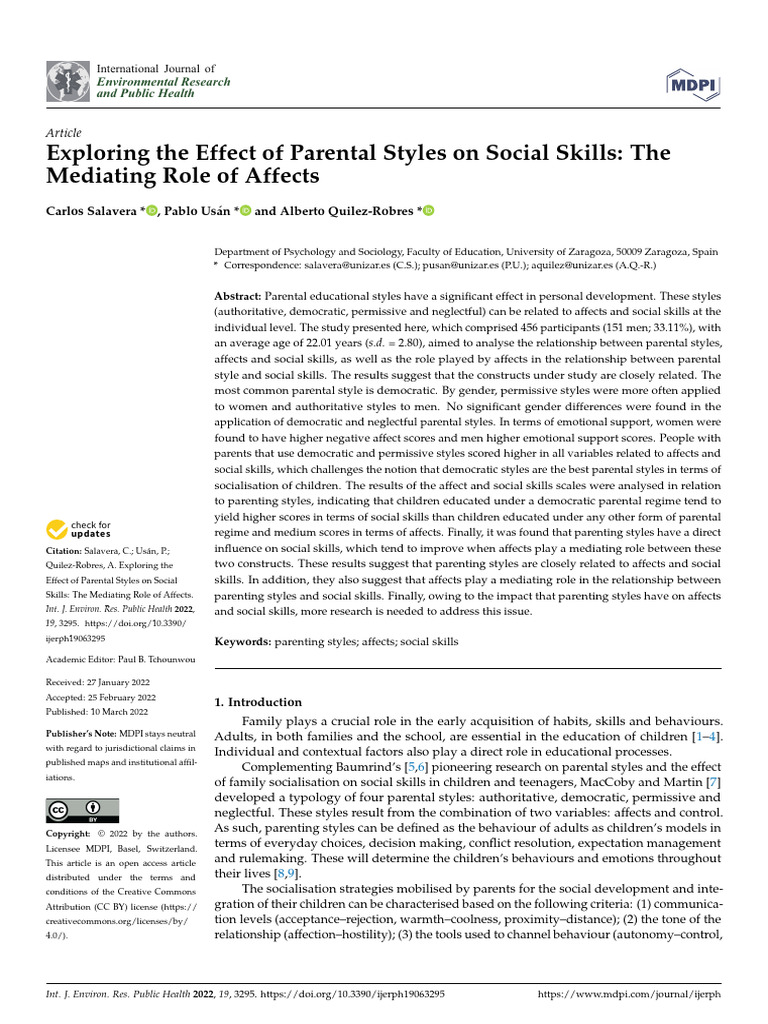 Exploring The Effect of Parental Styles On Social Skills 2022 ... Exploring The Effect of Parental Styles On Social Skills 2022 ...