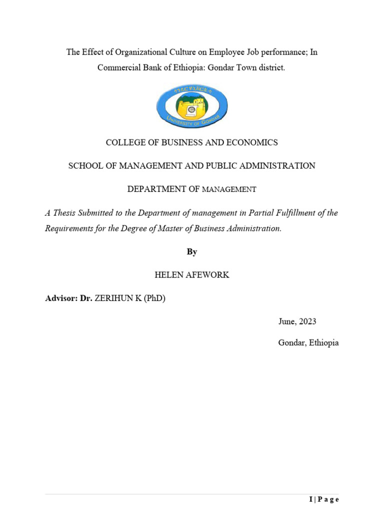 Hellen Thesis Final 2023 | PDF | Organizational Culture | Statistics