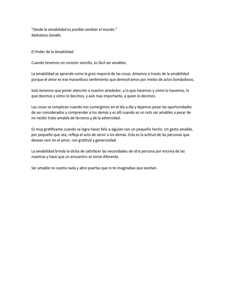 El Poder de La Amabilidad | PDF