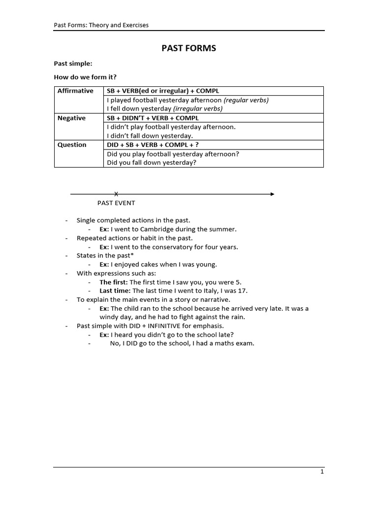 Past Forms - Theory and Activities | PDF | Verb | Language Mechanics