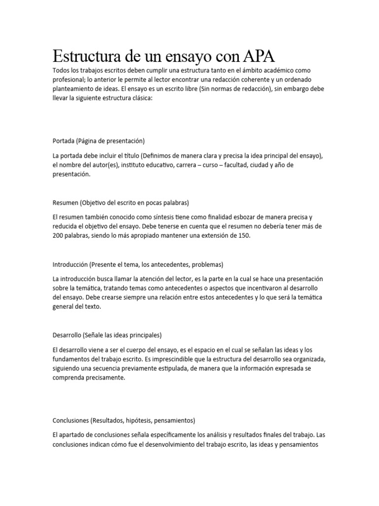 Estructura de Un Ensayo Con APA | PDF