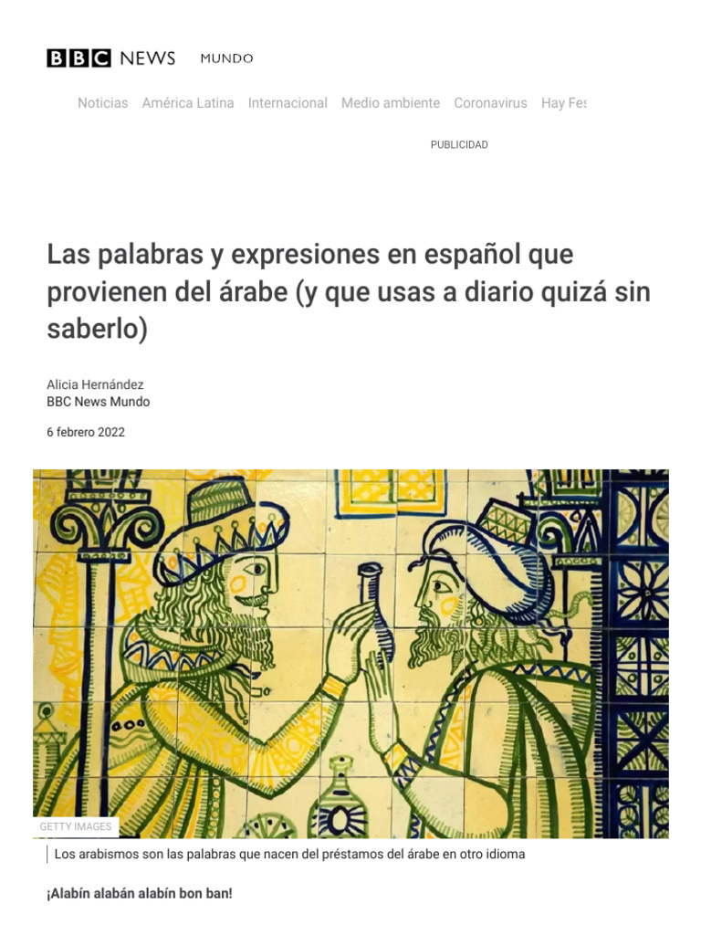Las Palabras y Expresiones en Español Que Provienen Del Árabe (Y Que ... Las Palabras y Expresiones en Español Que Provienen Del Árabe (Y Que ...