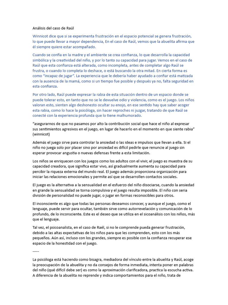 Análisis del caso de Raúl | PDF | Psicoanálisis | Ira