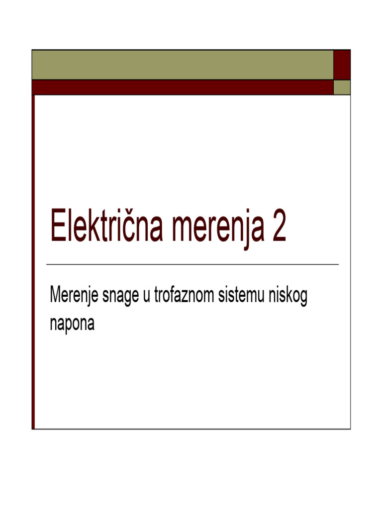 Merenje Snage U Trofaznom Sistemu Niskog Napona (1) - 1 | PDF