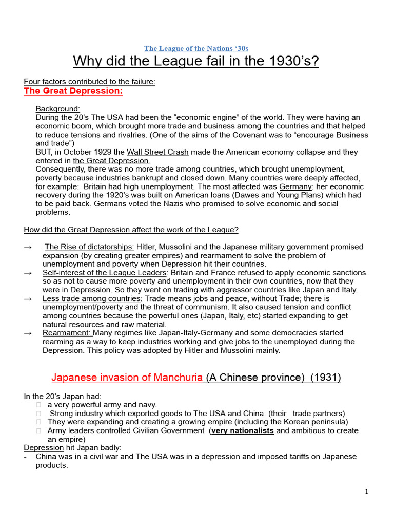 The League of Nations 1930's Juan 23 | PDF | Benito Mussolini | Great ...