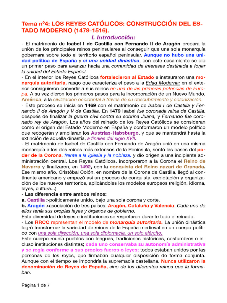 Tema 4 Rrcc. Tema para Estudiar. | PDF | España | Imperio español