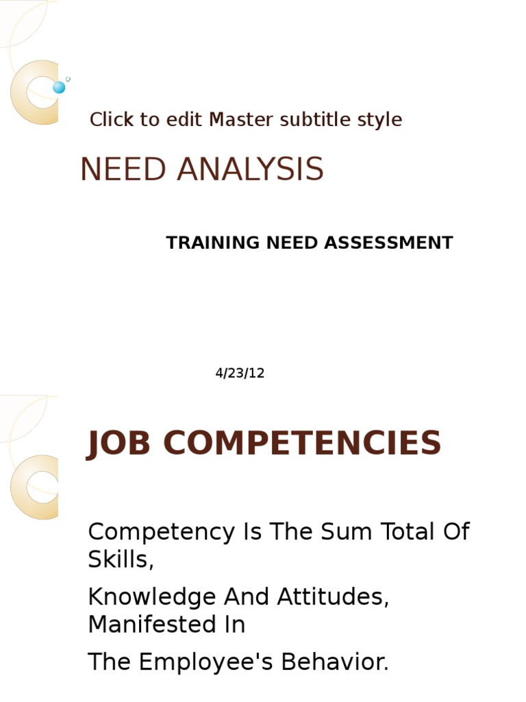 Need Analysis: Click To Edit Master Subtitle Style | PDF
