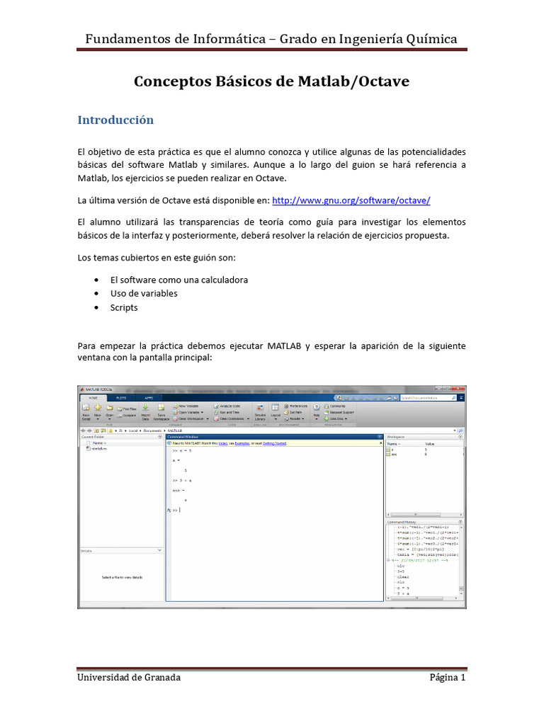 Matlab 1 2023 | PDF | Archivo de computadora | Lenguaje de escritura