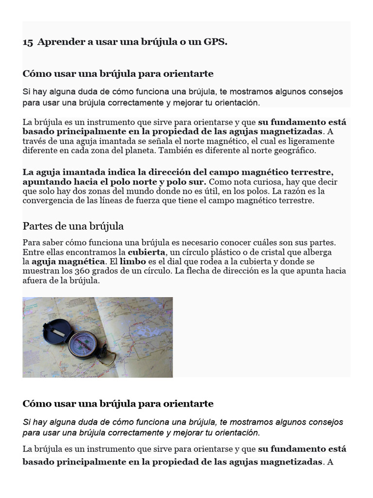 Cómo usar una brújula correctamente | PDF | Brújula | Imán