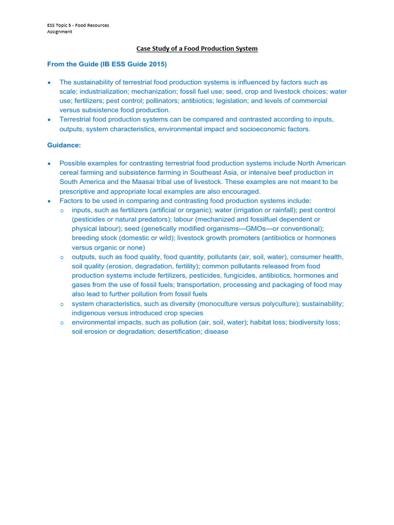 Case Study of A Food Production System Mod | PDF | Agriculture | Earth ...