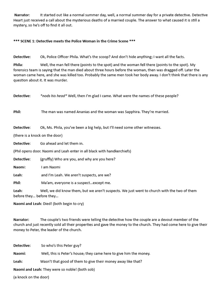 Drama Script Sabbath School | PDF | Art | Religion & Spirituality