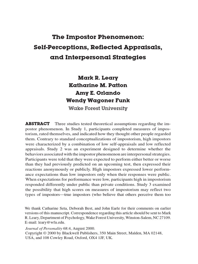 Leary 2000 | PDF | Self Esteem | Psychological Concepts