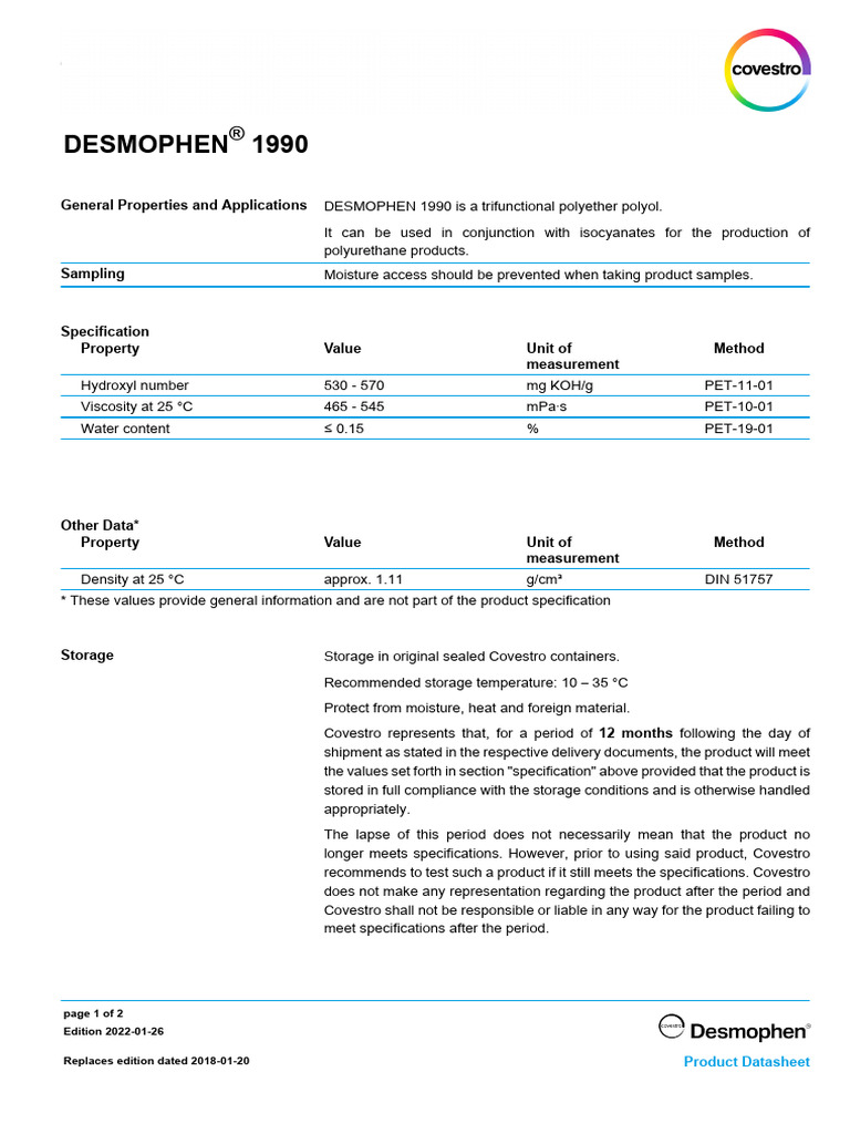 DESMOPHEN 1990 - en - 04369106 05943355 20847532 | PDF | Medical Device ...