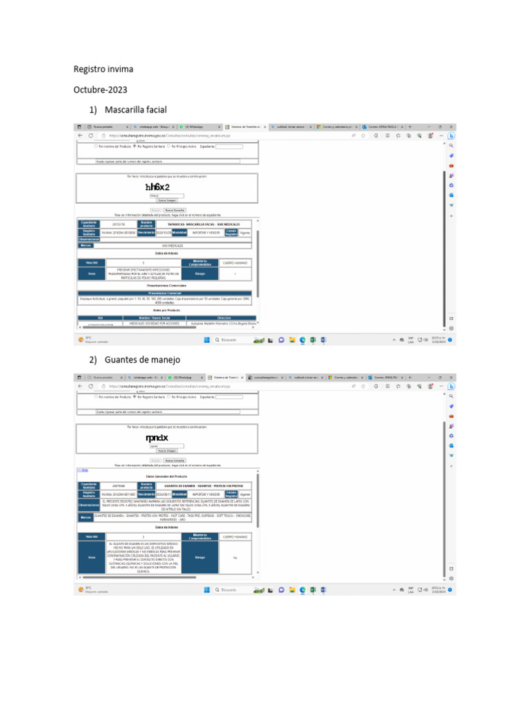 Registro Invima WORD | PDF