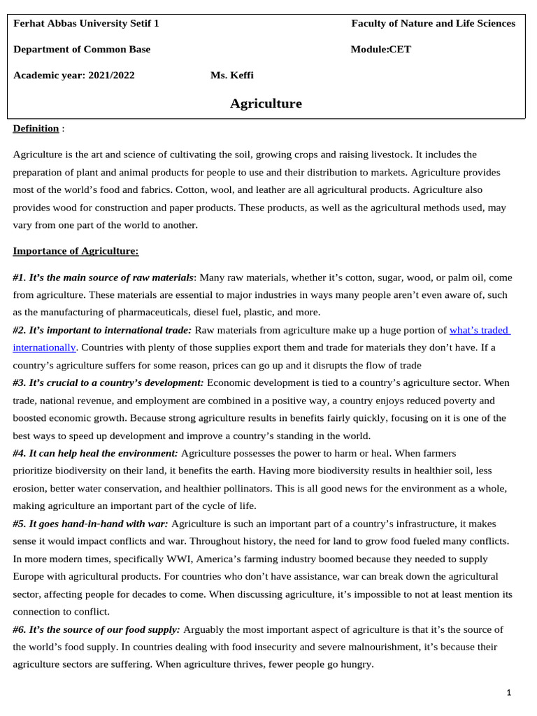 Lecture 04 Agriculture | PDF | Agriculture | Pastoralism