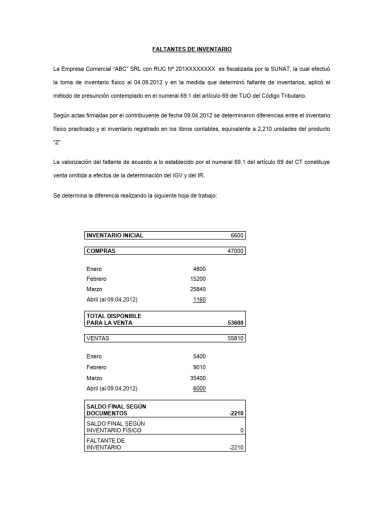 Implicancia Del Faltante de Inventarios | PDF | Inventario | Negocios económicos