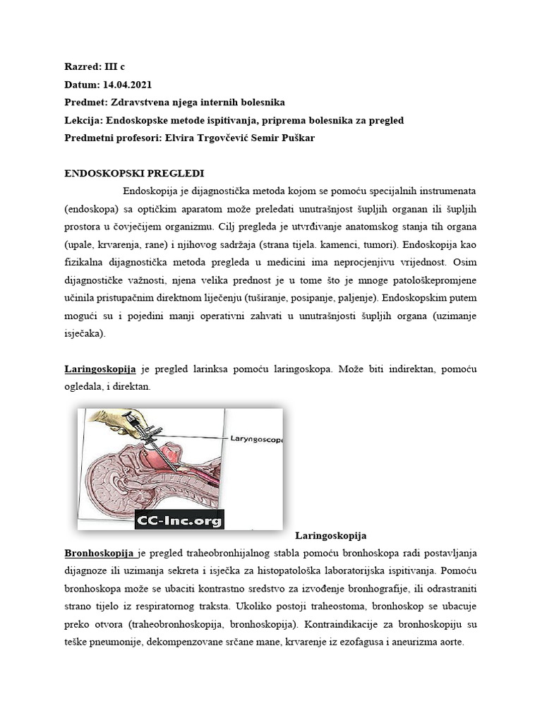 Endoskopske Metode Ispitivanja | PDF