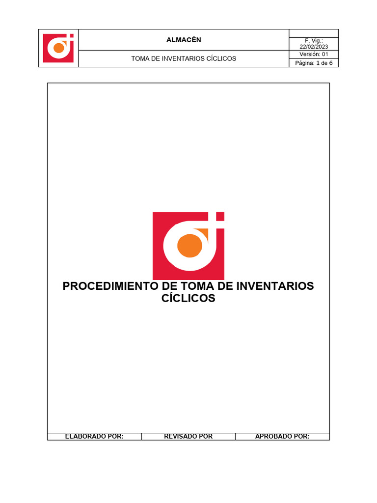 Procedimiento de Toma de Inventarios Ciclicos | PDF | Planificación de recursos empresariales