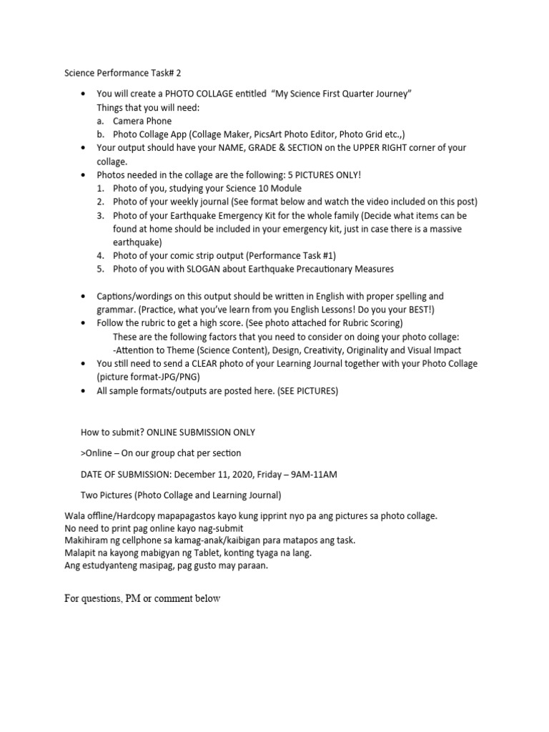 Science First Quarter Performance Q2 Task #1 | PDF
