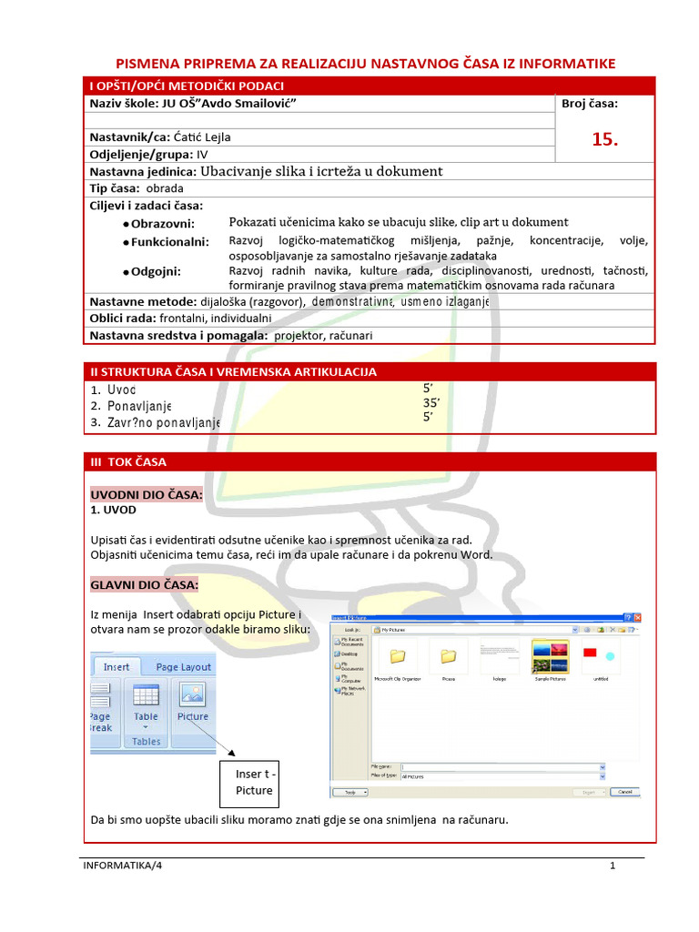 Ubacivanje Slika I Crteza U Dokument | PDF