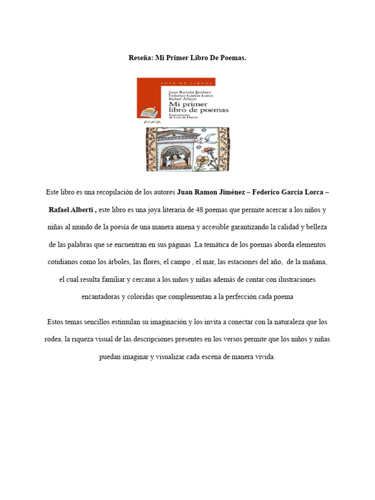 Reseña Mi Primer Libro de Poesia | PDF