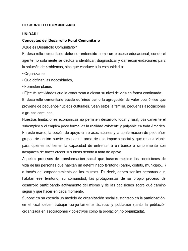 Desarrollo Comunitario | PDF | Business | Transferencia tecnológica