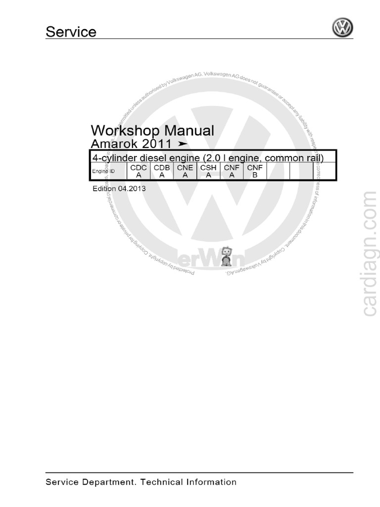 4 Cylinder Diesel Engine 2.0L Common Rail - VW Amarok 10-16 - PDF ...