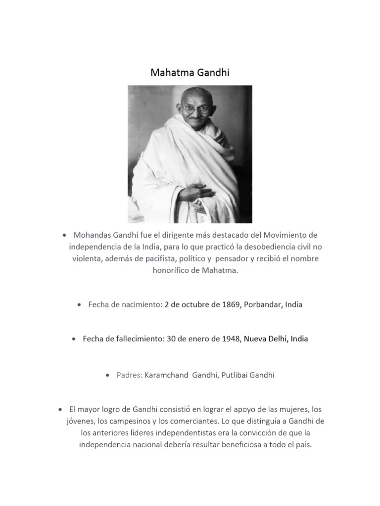 Mahatma Gandhi Biografía | PDF