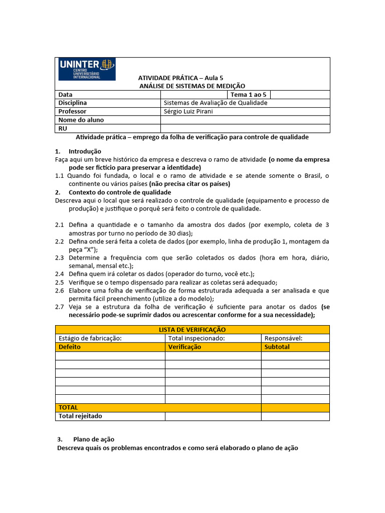 Modelo Para Fazer a Ap_folha de Verificacao | PDF