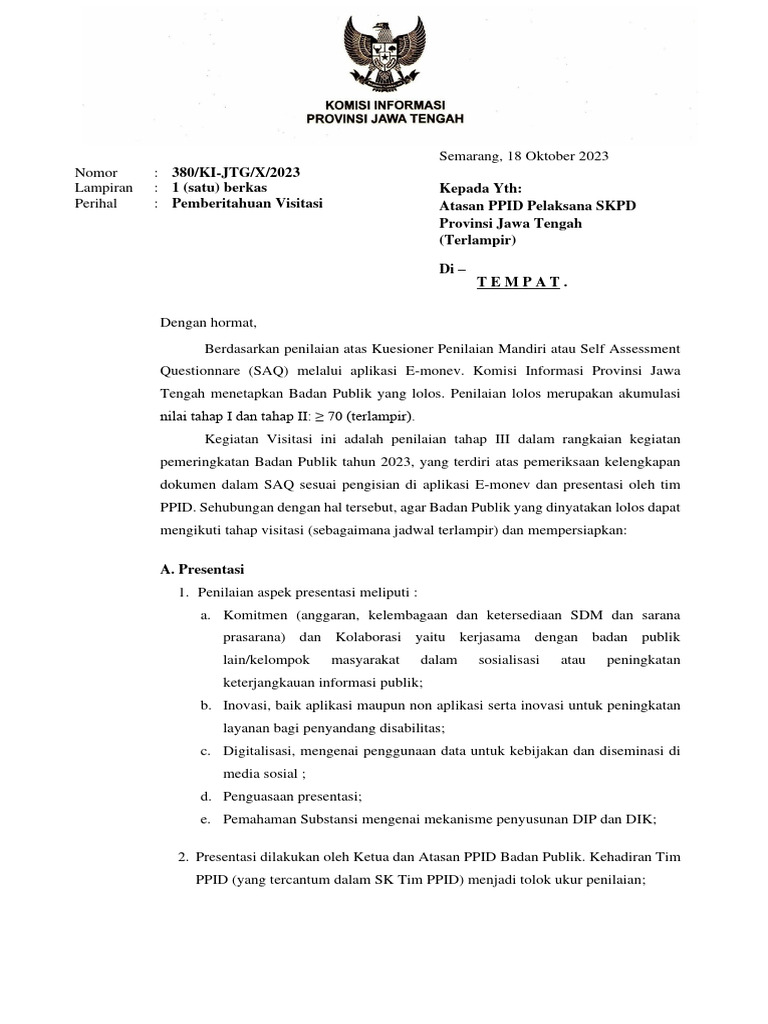Surat Visitasi SKPD Revisi 2023 | PDF