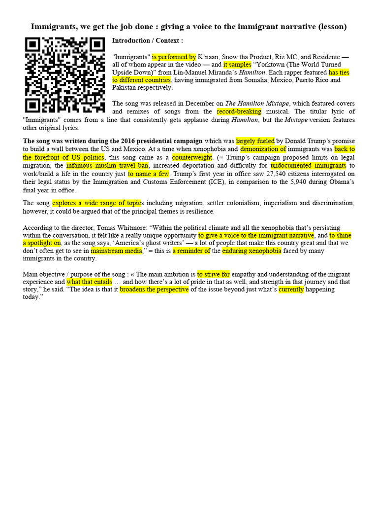 Analysis Immigrants We Get The Job Done | PDF | Immigration | Hamilton ...