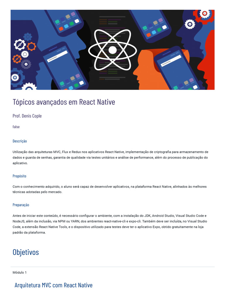 Aula 5 - React Native - Tópicos Avançados em React Native | PDF ...