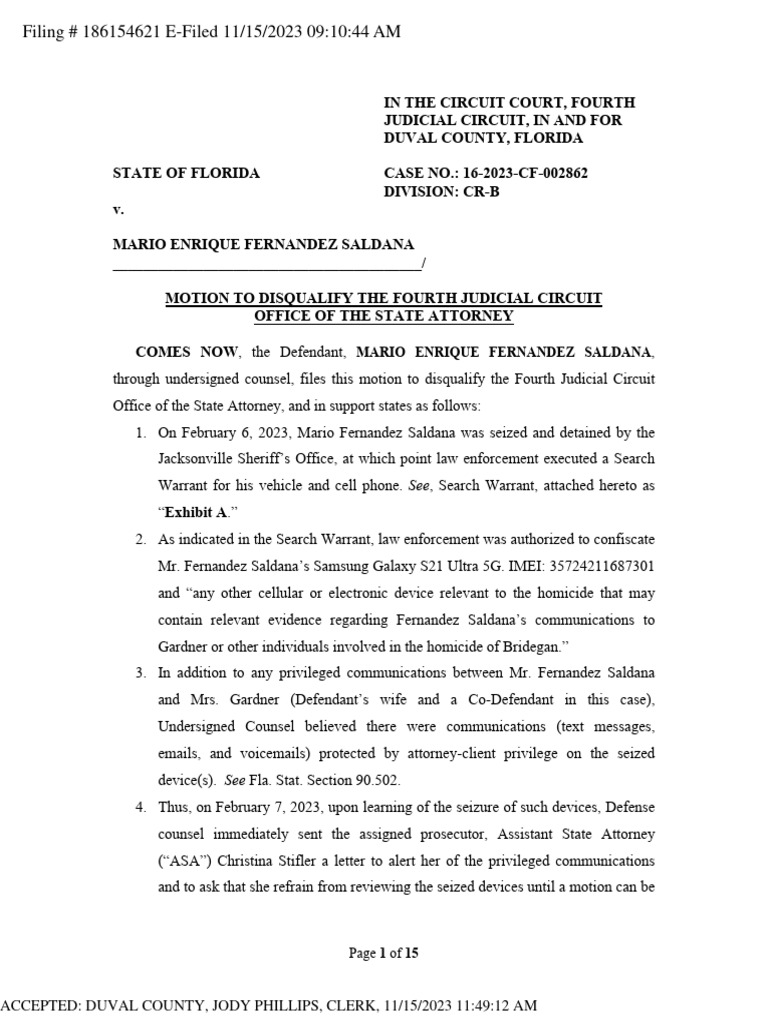 Motion To Disqualify SAO | PDF | Search Warrant | District Attorney