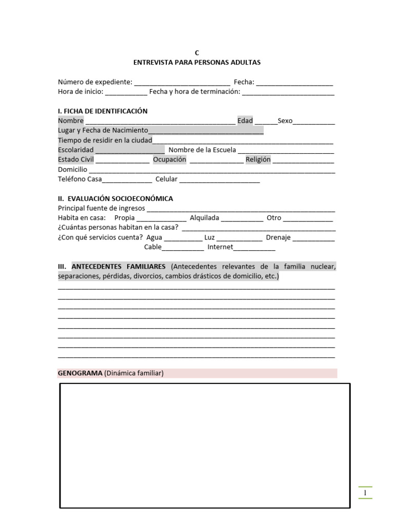 Formato Entrevista Paciente 2 | PDF | Sicología | Ciencias del ...