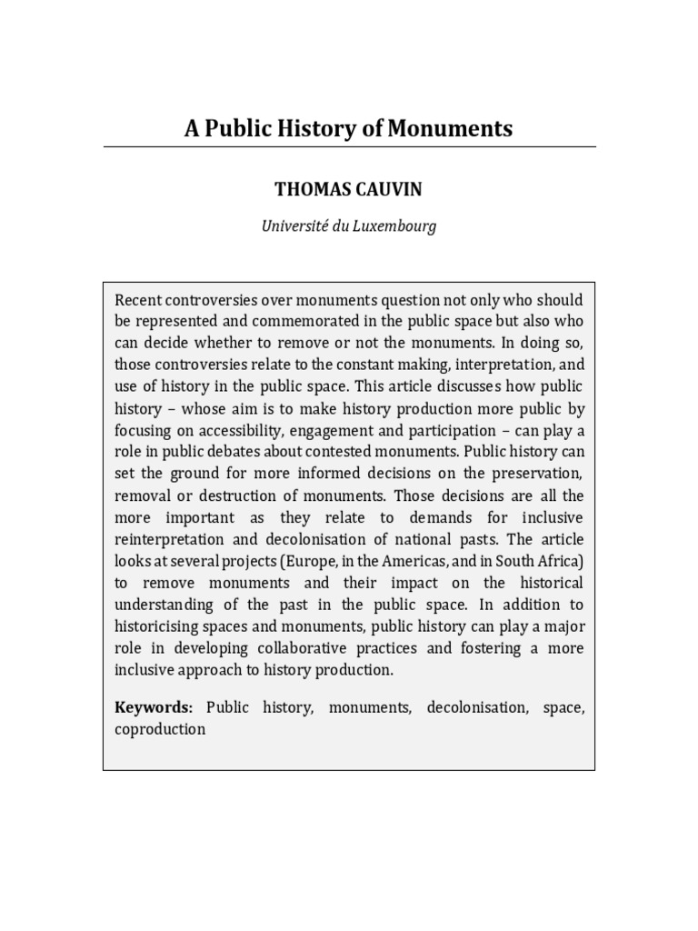 Contested Monuments in Public History | PDF | Monument | Colonialism