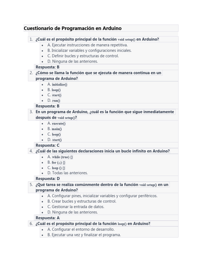 Cuestionario de Programación en Arduino | PDF | Ciencias de la ... Cuestionario de Programación en Arduino | PDF | Ciencias de la ...