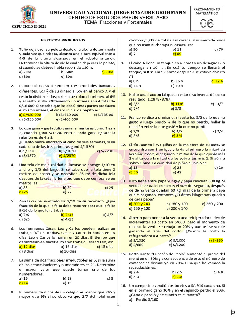 Practica 06 - Razonamiento Matemático Con Claves | PDF
