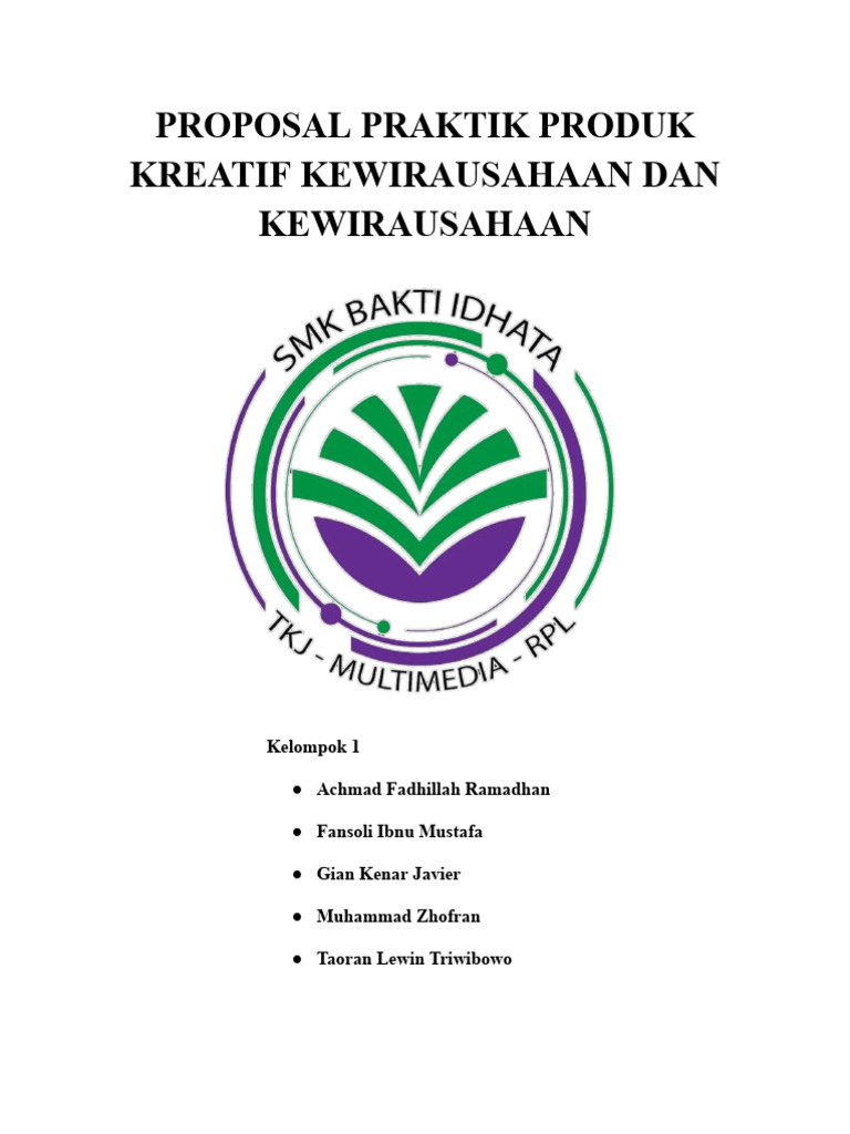 Proposal Praktik Produk Kreatif Kewirausahaan Dan Kewirausahaan | PDF