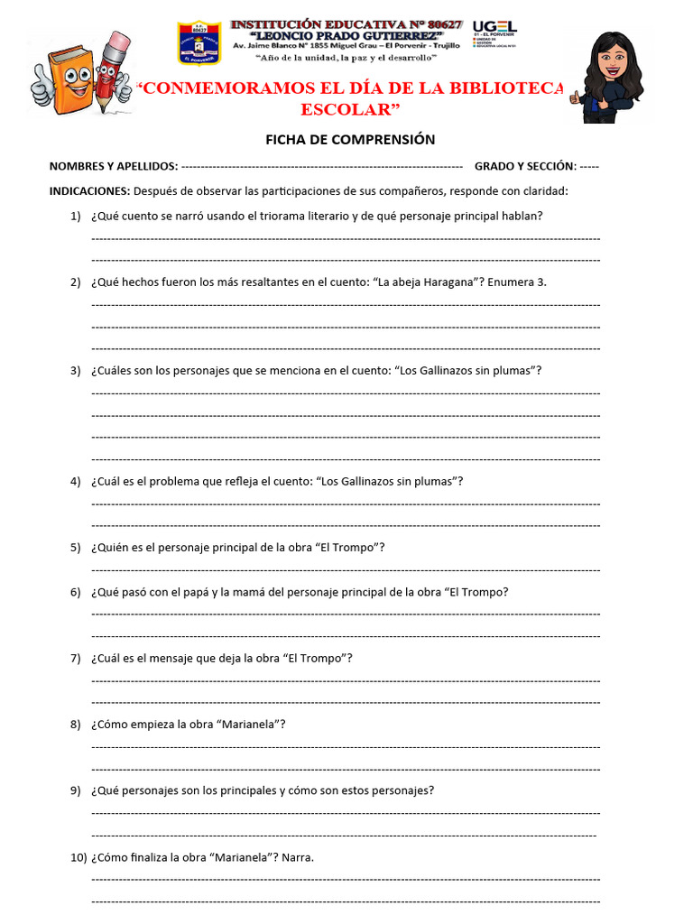 Conmemoramos El Día de La Biblioteca Escolar - Ficha de Análisis | PDF